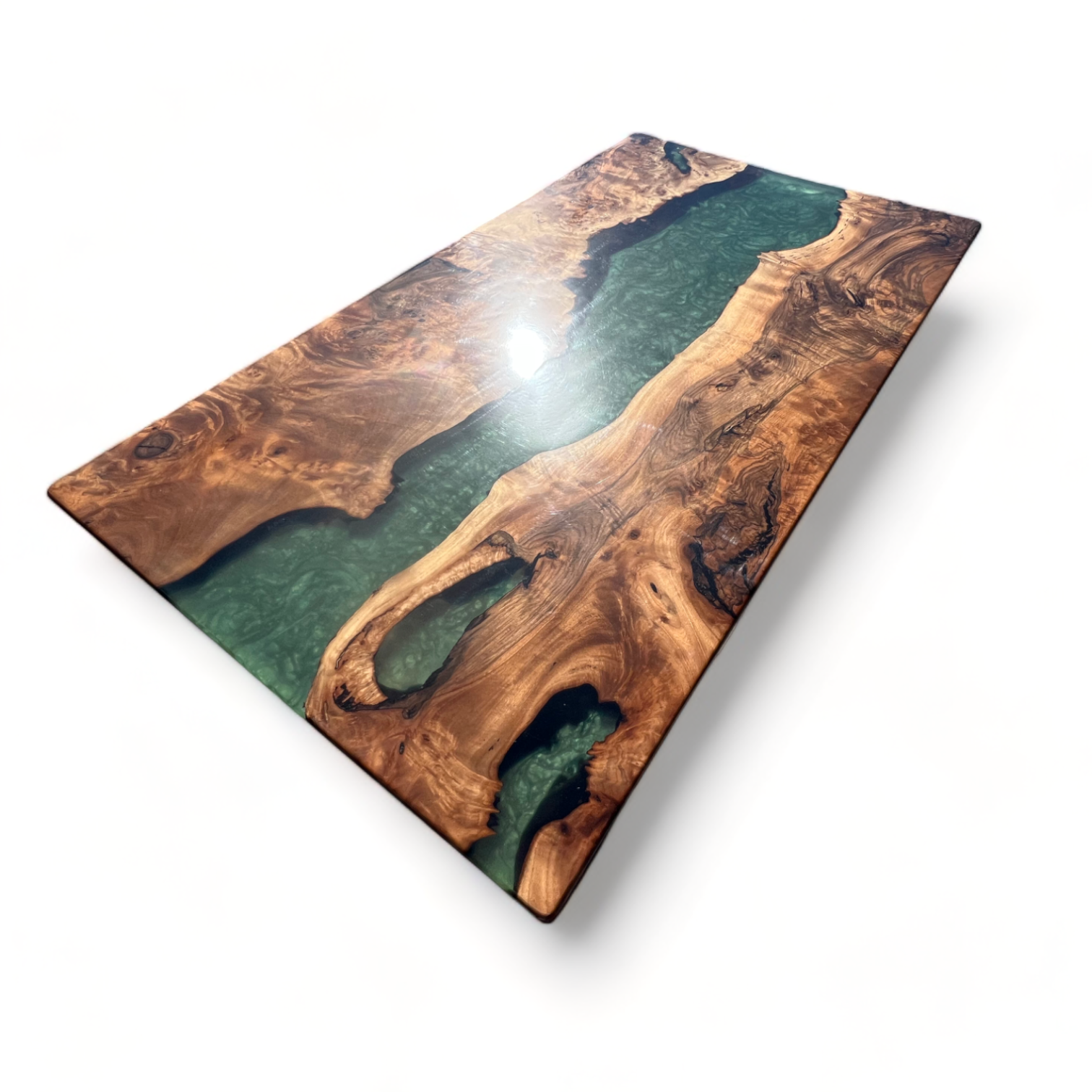 Green Resin River Walnut Epoxy Table – The Industrial Furniture