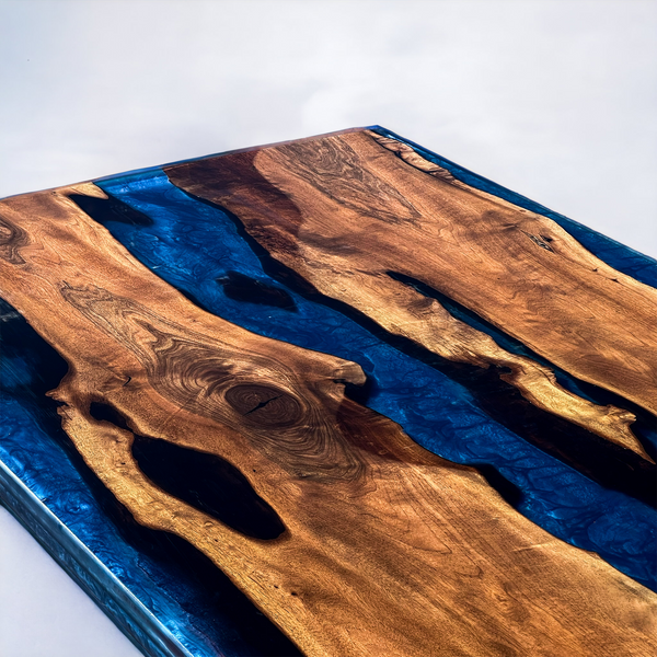 Dark Blue Resin River Epoxy Table – The Industrial Furniture
