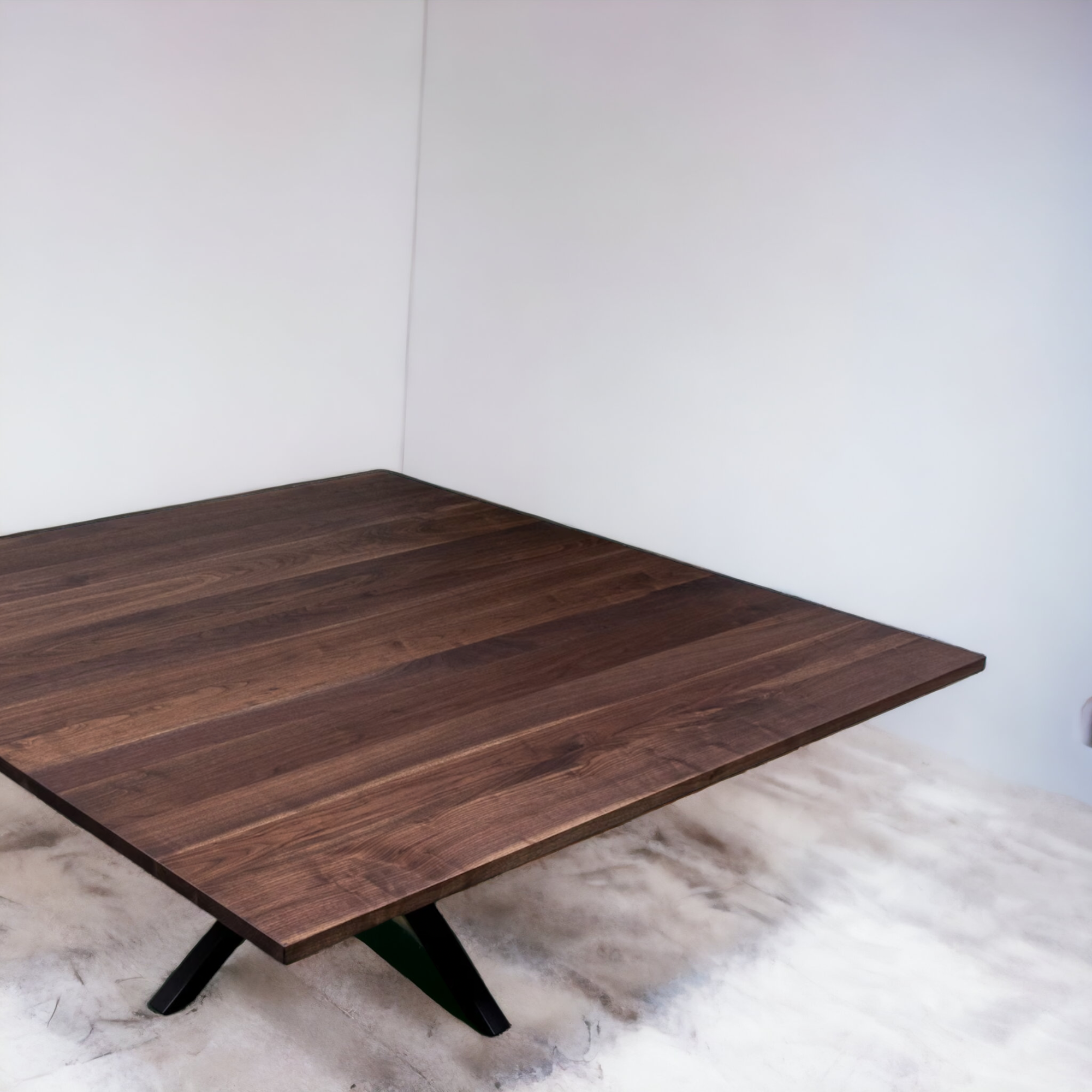 Sleek Modernist Square Walnut Table – The Industrial Furniture